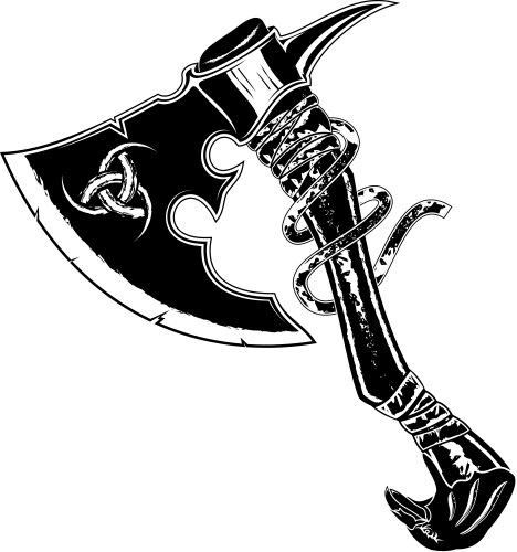 Warrior standing hold an axe Royalty Free Vector Image