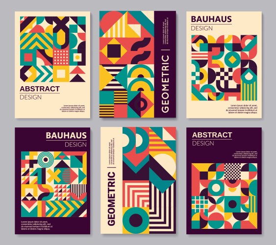 Geometric retro shapes posters abstract bauhaus Vector Image