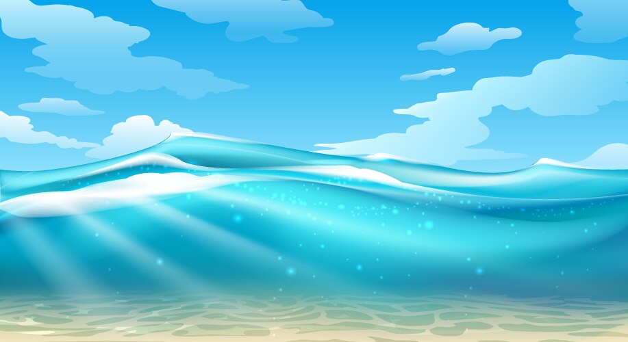 Transparent underwater blue ocean banner Vector Image