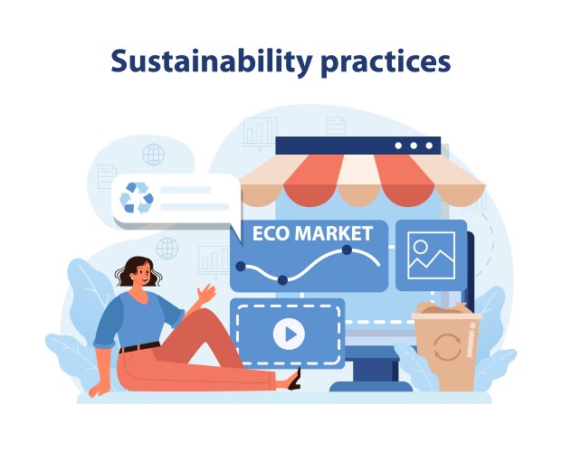 Sustainability practices concept promoting eco Vector Image