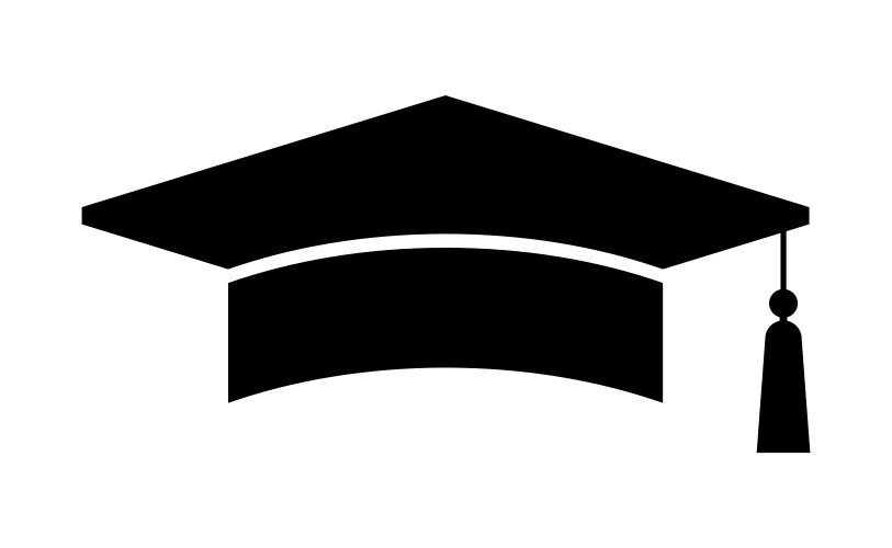 Graduation hat logo graduate cap flat sign Vector Image