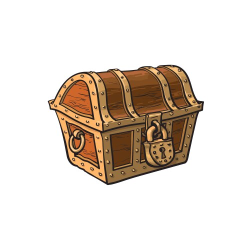 Treasure chest locked object cartoon Royalty Free Vector