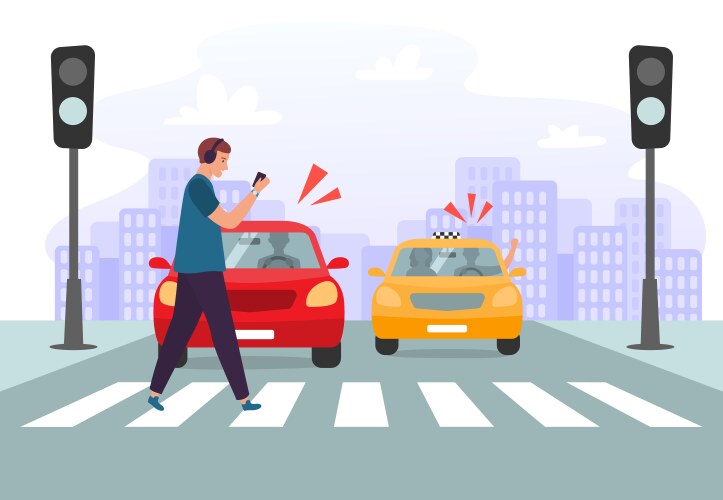 Road traffic accident scene Royalty Free Vector Image