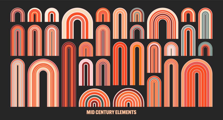 Mid century arch elements modern geometric shapes Vector Image