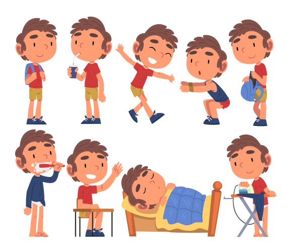 Kids daily routine Royalty Free Vector Image - VectorStock