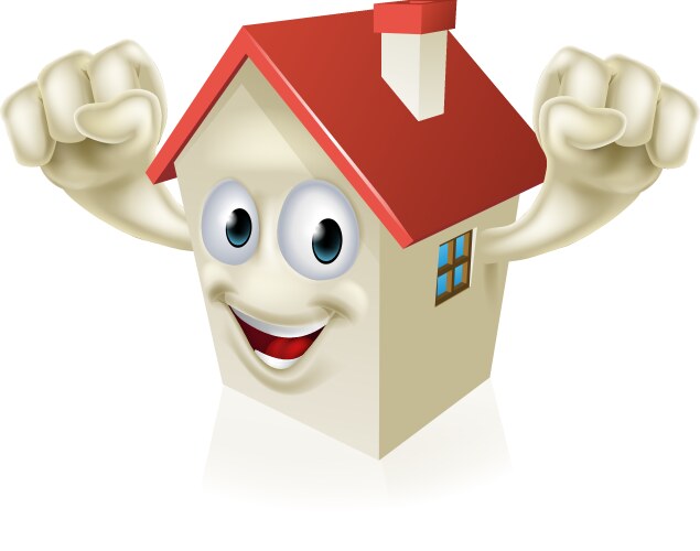 Okay house character cartoon style Royalty Free Vector Image