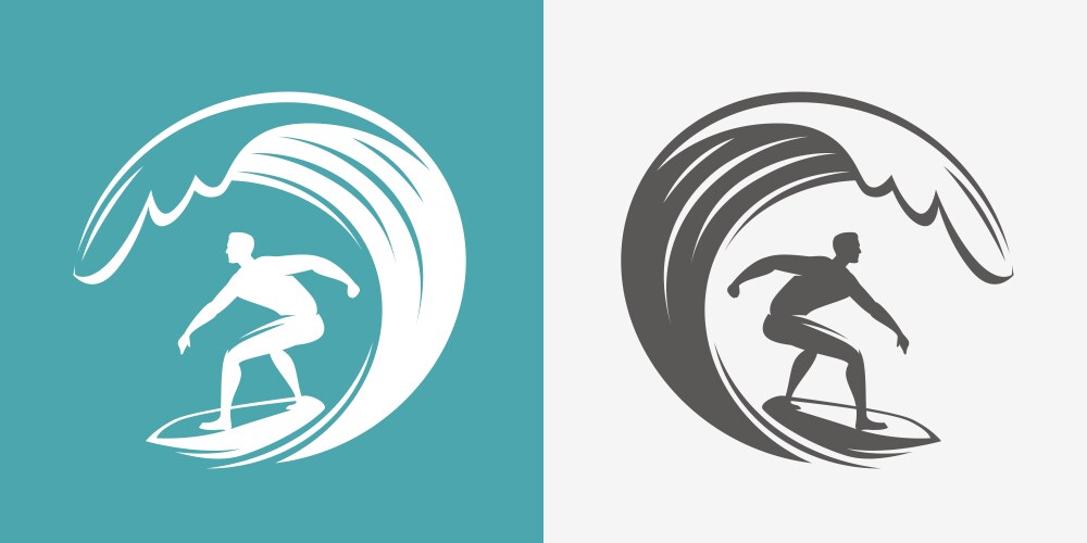 Surfer and big wave surfing Royalty Free Vector Image