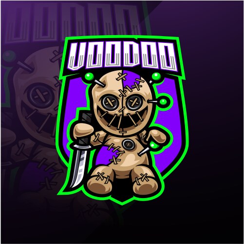 Voodoo mascot esport logo design Royalty Free Vector Image