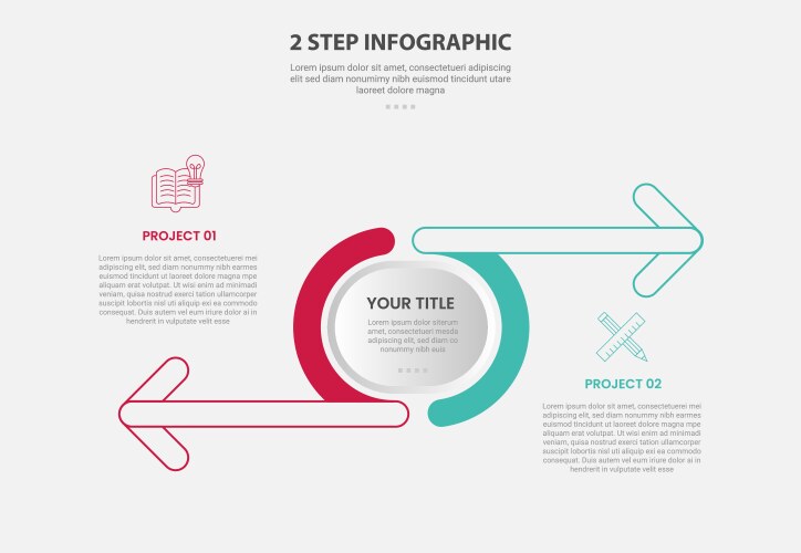 2 points template infographic outline style Vector Image