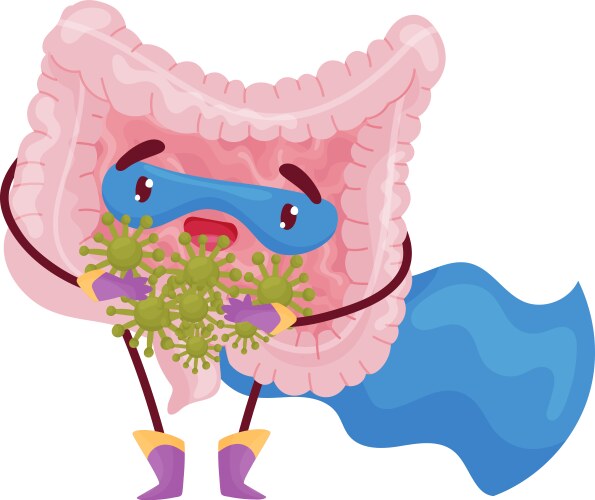 Sad suffering sick cute intestine Royalty Free Vector Image