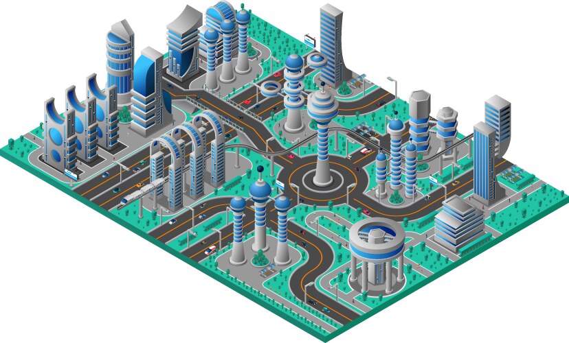 City metropolis of future Royalty Free Vector Image