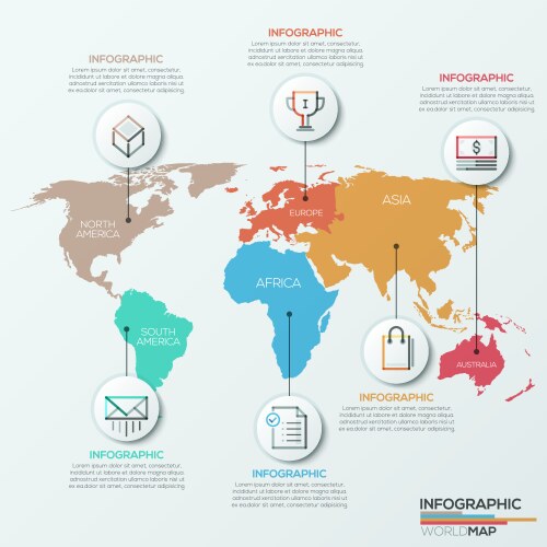 World map infographic chart statistics percent Vector Image