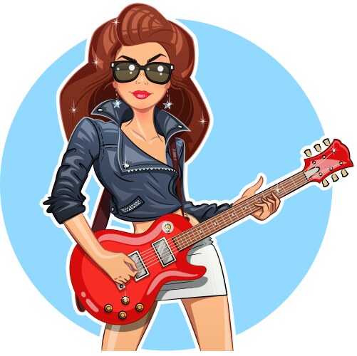 Rock star girl playing guitar Royalty Free Vector Image
