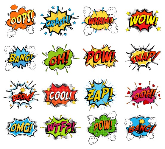 Exclamation texting comic signs on speech bubbles Vector Image