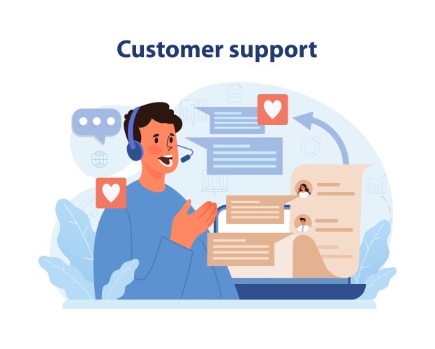 Customer support concept a friendly Royalty Free Vector