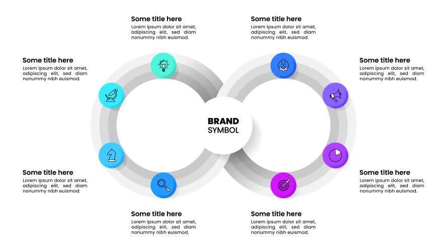 Infographic template 8 connected squares Vector Image