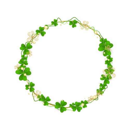 Realistic shamrock twisted wreath elegant Vector Image