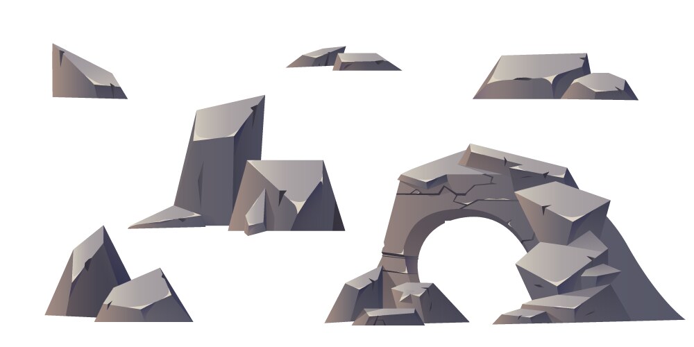 Rocky stones set isolated on white background Vector Image