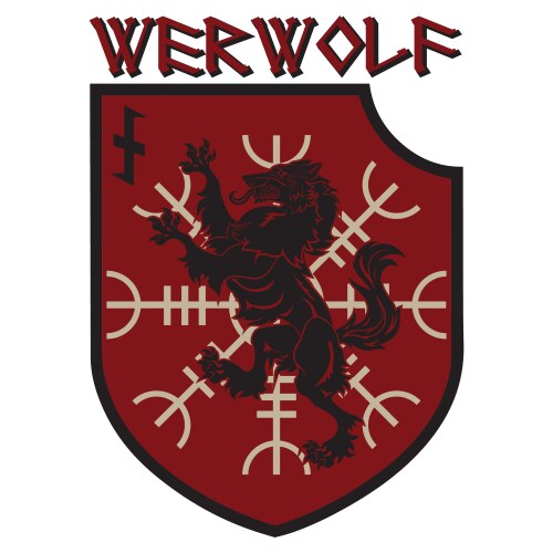 Design patch heraldic shield with a werewolf Vector Image