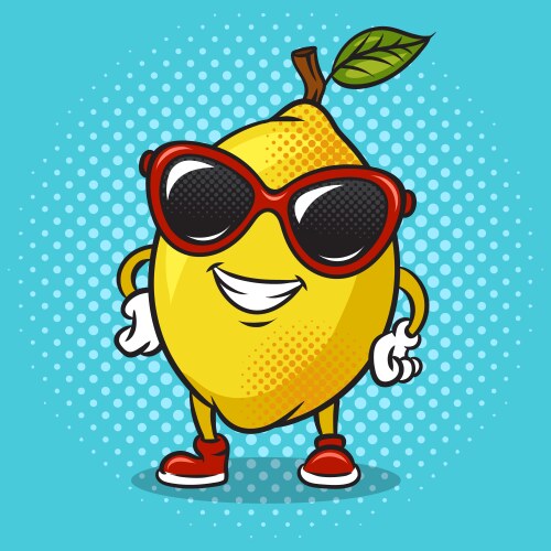 Cartoon groovy lemon fruit character in sunglasses – Royalty-Free ...