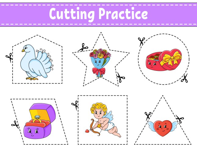 Cutting practice for kids education developing Vector Image