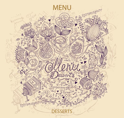 Menu with doodles Royalty Free Vector Image - VectorStock