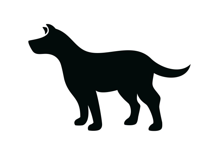 Dog side view black silhouette icon set Royalty Free Vector