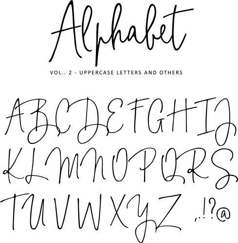 Lowercase calligraphy alphabet Royalty Free Vector Image