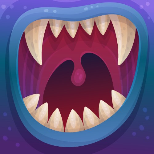 Set monsters mouths with sharp teeth cartoon Vector Image