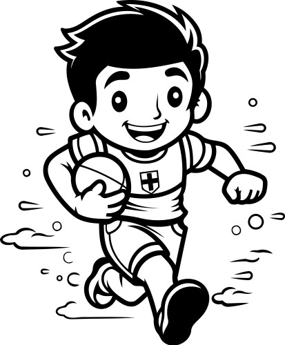 Rugby player - black and white cartoon Royalty Free Vector