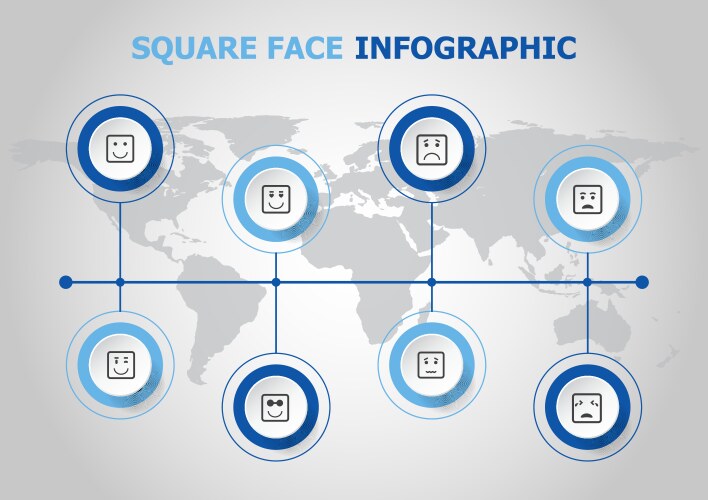 Infographic design template with square face icons