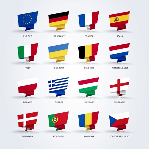 European countries flags texture icons set Vector Image