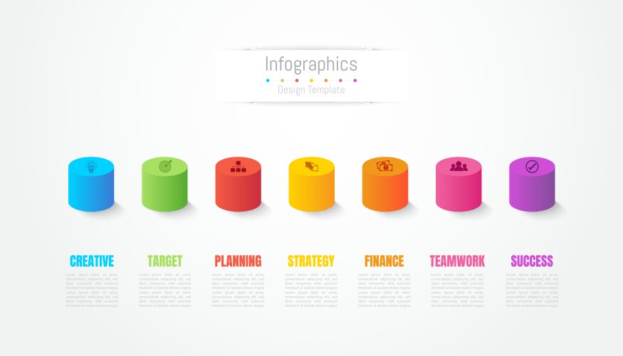 Infographic 7 options design elements Royalty Free Vector