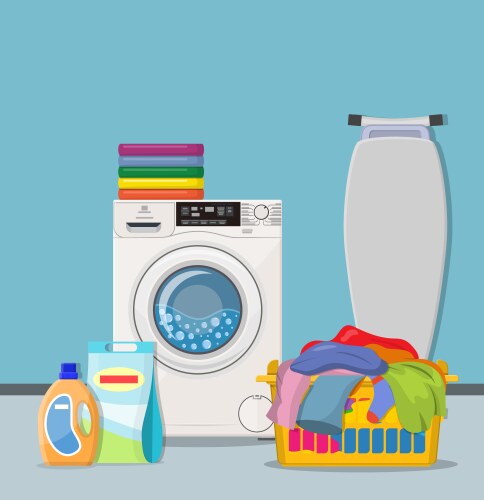 Wash machine laundry service Royalty Free Vector Image