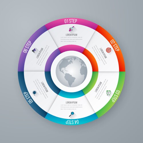 Circle chart template for infographics 4 Vector Image