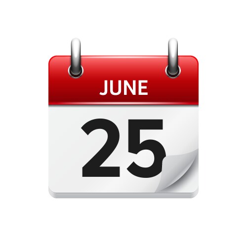 June 22 flat daily calendar icon date Royalty Free Vector