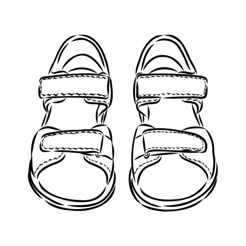 Strap sandal outline drawing Royalty Free Vector Image