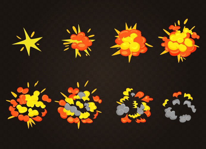 Game effect of fire flame animation with smoke Vector Image