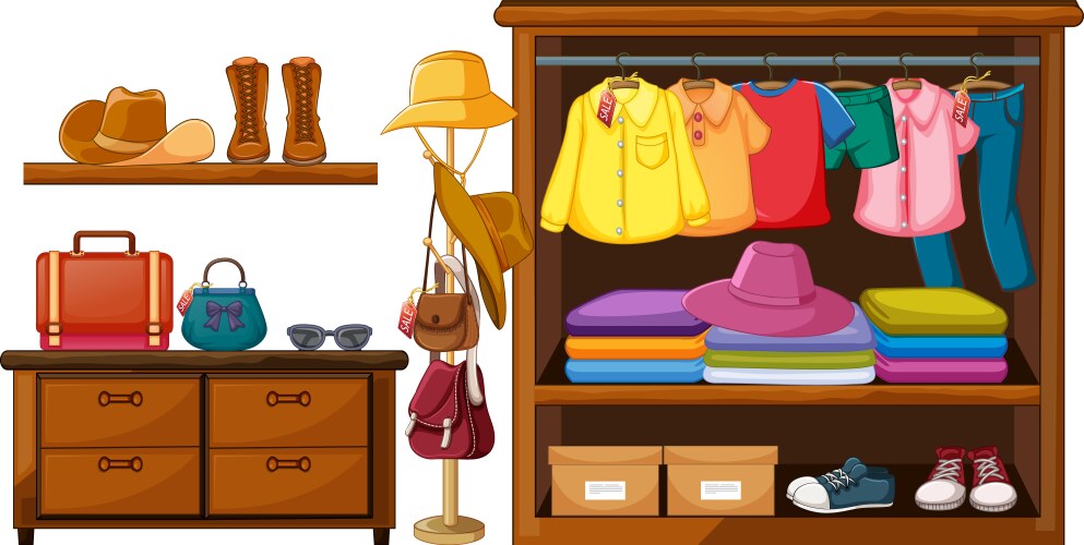 Clothes in wardrobe Royalty Free Vector Image - VectorStock