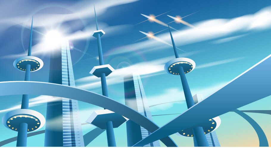 City metropolis of future Royalty Free Vector Image