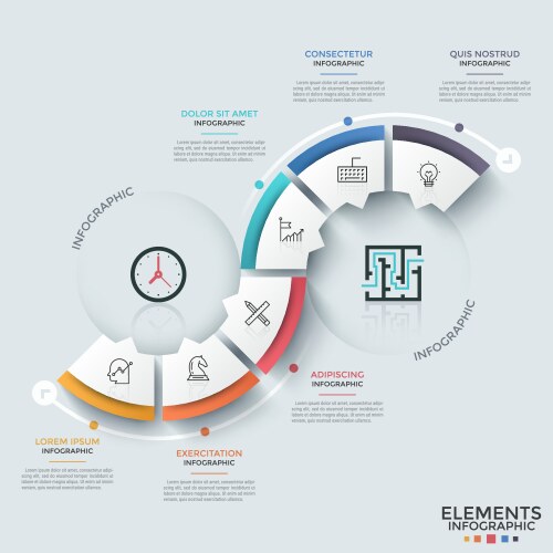 Five steps cycle diagram schema template Vector Image