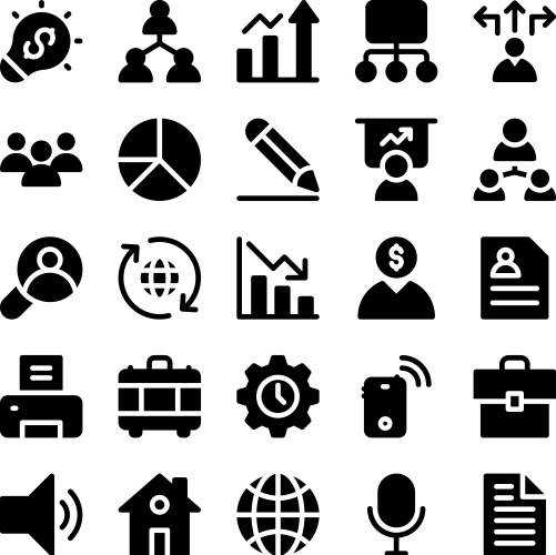 Project management icons black set Royalty Free Vector Image