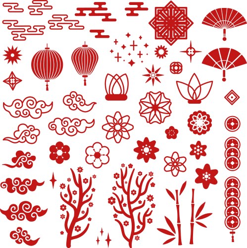 Chinese new year elements asian lantern japanese Vector Image