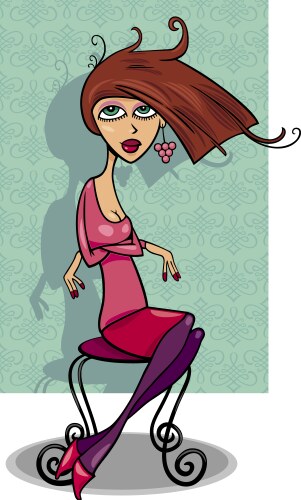 Cartoon woman resting in a chair Royalty Free Vector Image