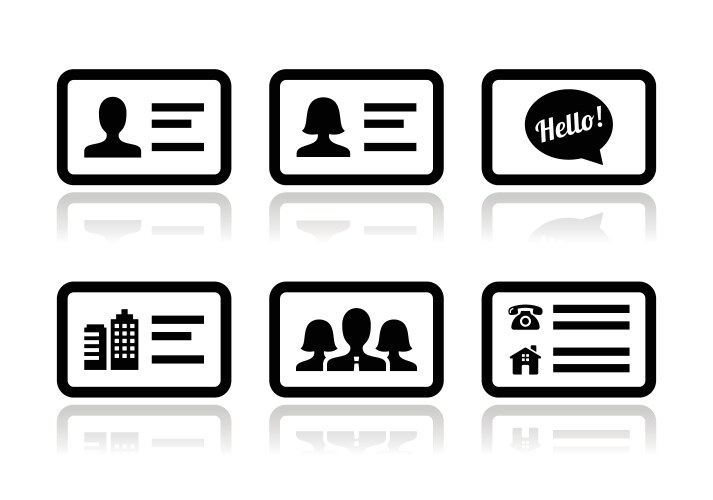 Company connection business card icon set phone Vector Image