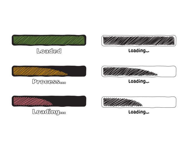 Collection loading bar status icon set of loaded Vector Image