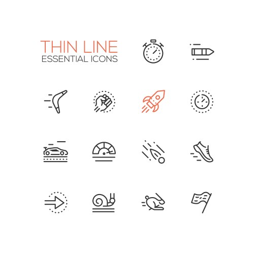 Speed icon set in thin line style Royalty Free Vector Image
