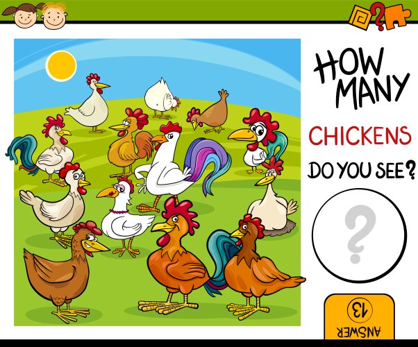 Number thirteen and cartoon dogs group Royalty Free Vector