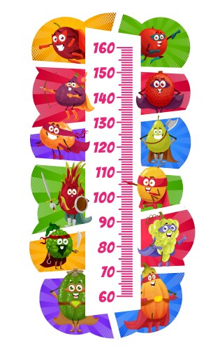 Kids height chart with funny cartoon colorful Vector Image