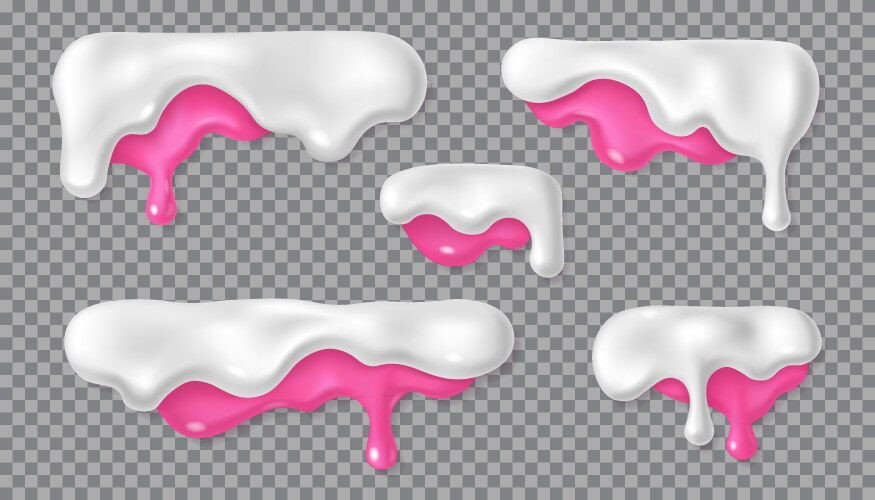 Melted pink icing drop set with sprinkles Vector Image